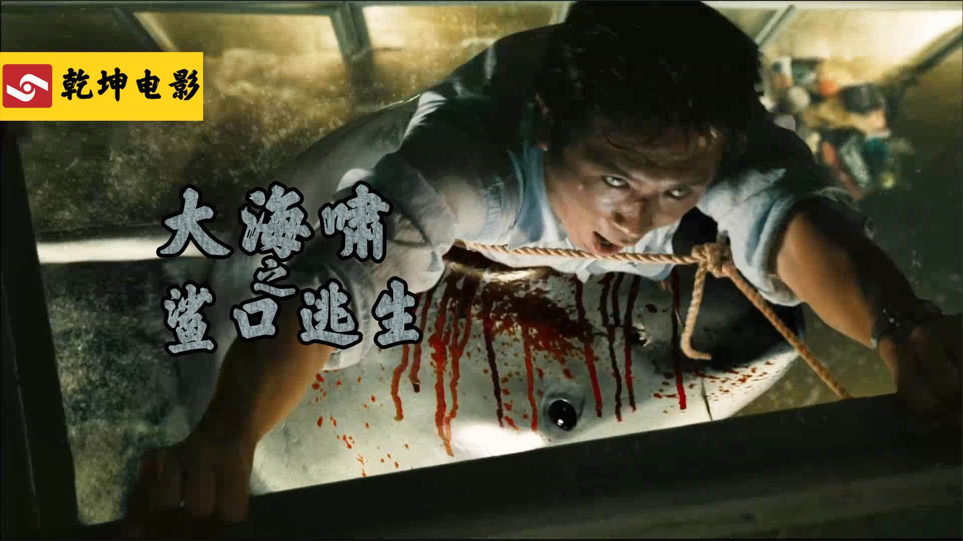 鲨鱼随海啸涌进超市,众人齐心抵抗灾难,《大海啸鲨口逃生》