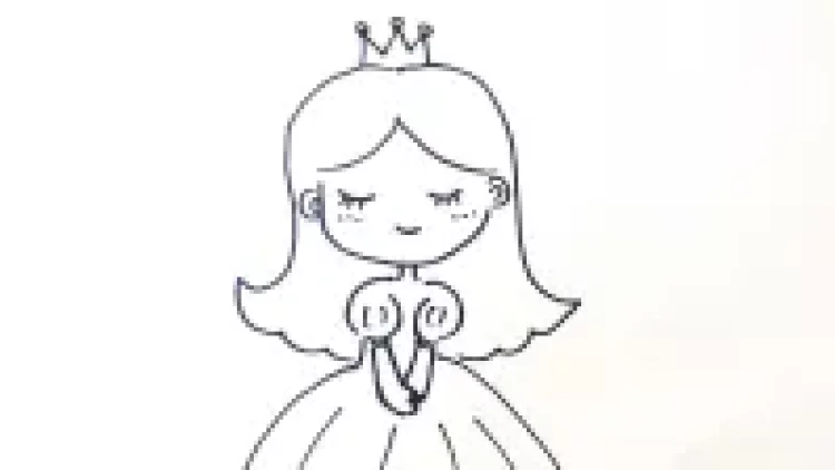 简笔画教程|学画可爱的小公主在手抄报手账本里, 大人小孩都能画