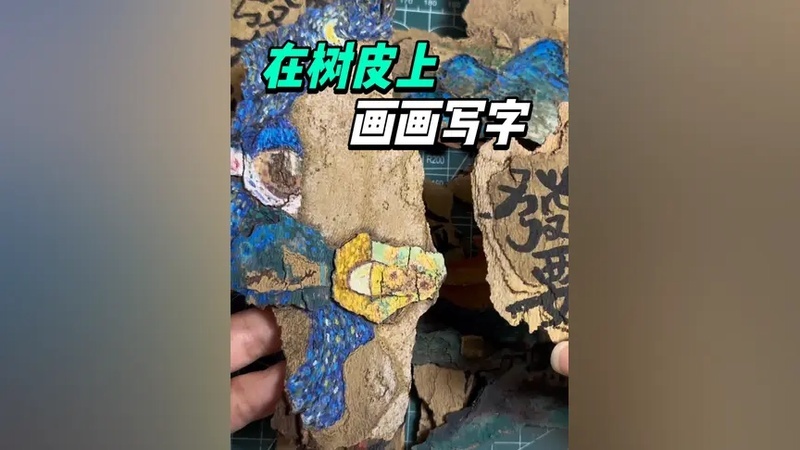 捡点树皮做装饰 手工 树皮 装饰画 有趣 手工diy