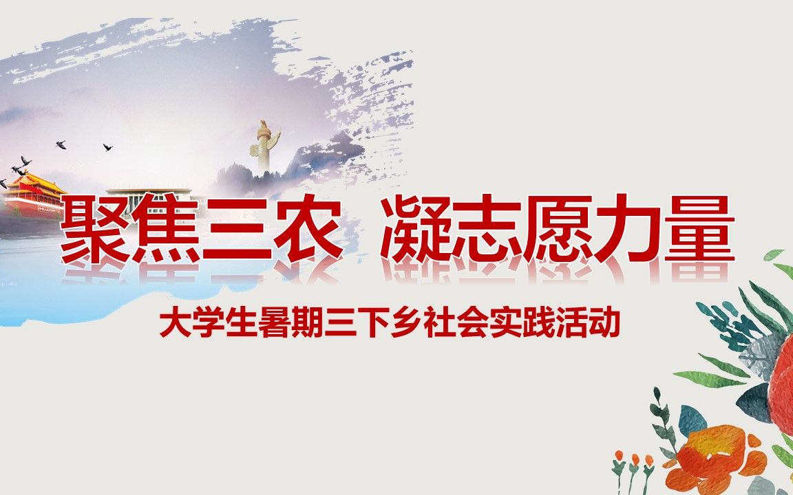 聚焦三农凝志愿力量大学生暑假三下乡社会实践活动PPT模板