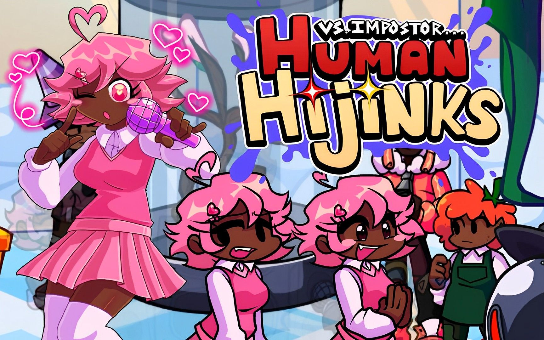 黑皮小粉可爱捏~ FNF优质拟人内鬼模组 Vs Impostor: Human Hijinks ...