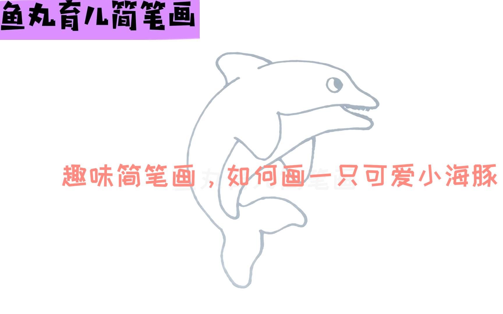 趣味简笔画,如何画一只可爱小海豚