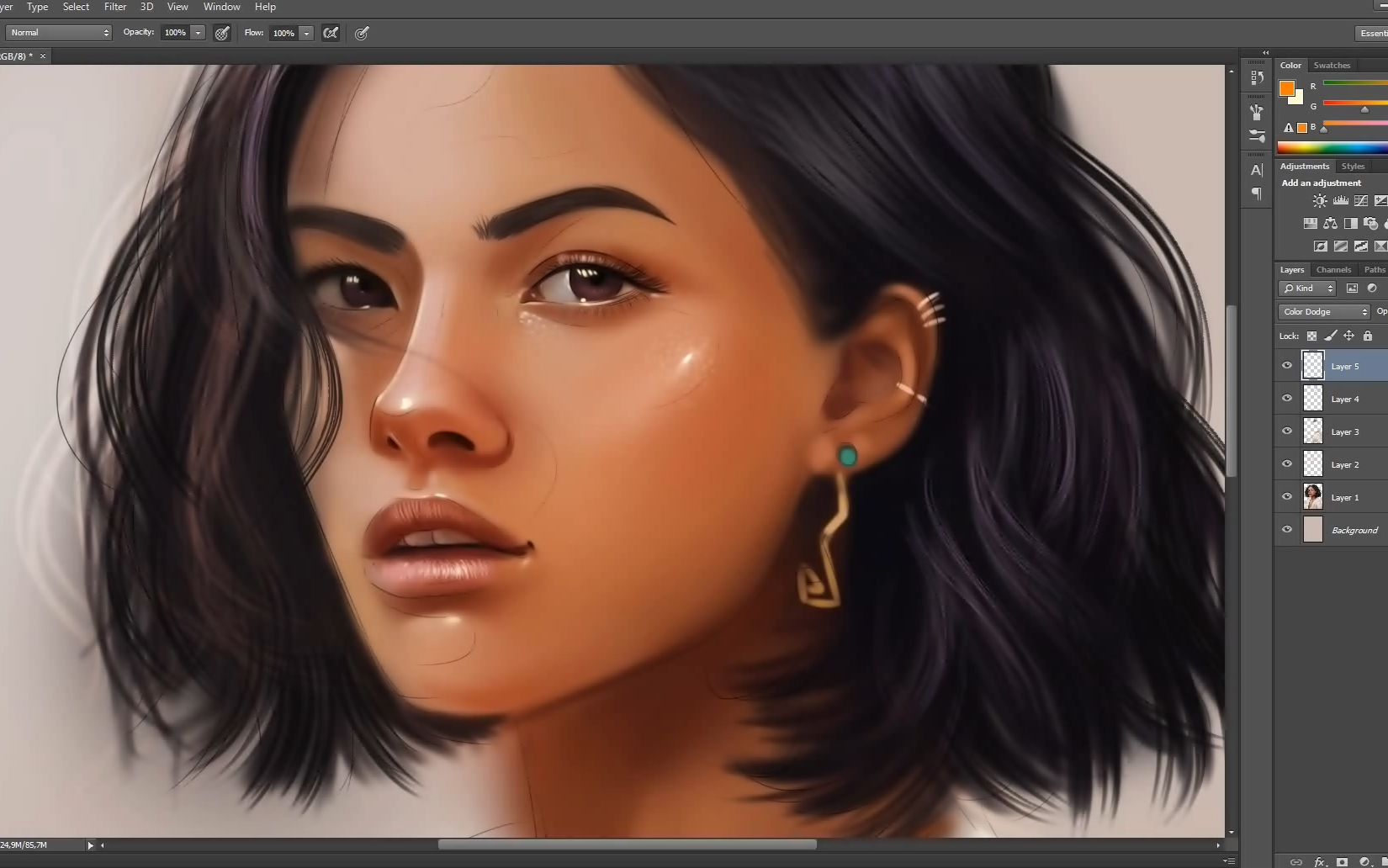 美女肖像逼真数字绘画教程 (PS)