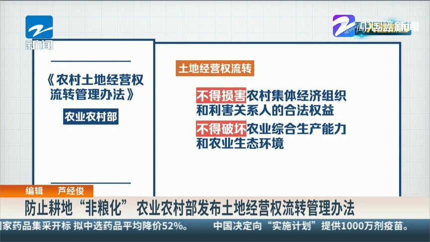 防止耕地“非粮化” 农业农村部发布土地经营权流转管理办法
