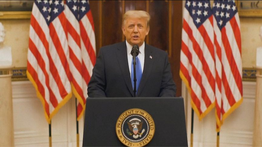 离开白宫之际,特朗普发表告别演讲,绝口不提拜登,目光紧盯中国