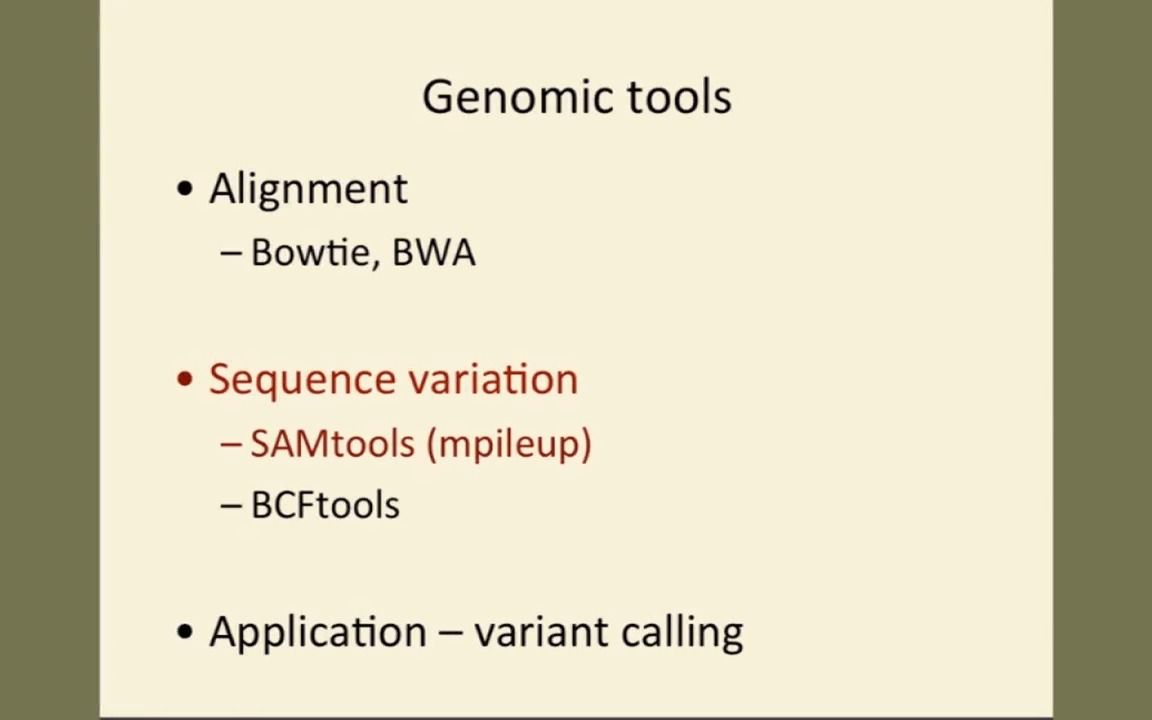 Alignment & Sequence Variation 6 SAMtools (mpileup)