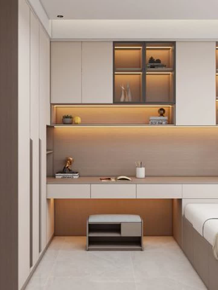 ...小卧室这样做简单实用空间利用率高,储物学习办公都有了,#室内设计 ...