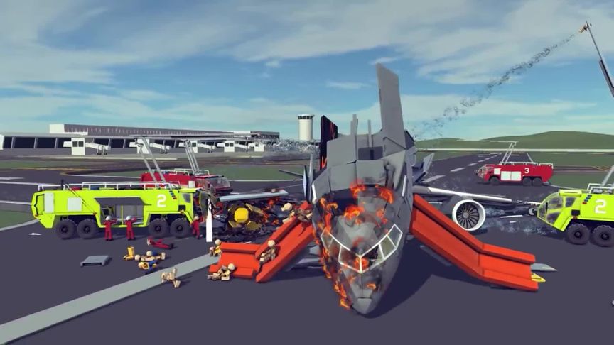 【Besiege围攻】游戏模拟,飞机跑道相撞和机场事故