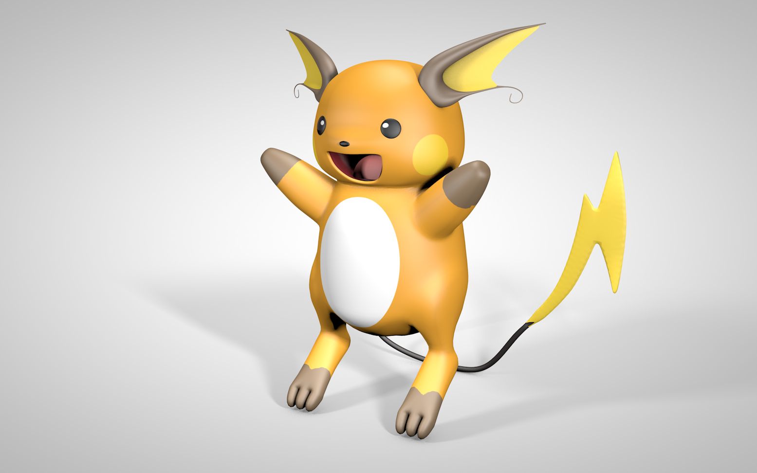 C4D新萌建模-Pokemon 雷丘(Raichu),很多尝试-第一次画-许嵩BGM