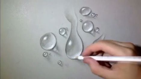超简单的画水滴方法,一支2B铅笔一支留白笔一根牙签就可以完成