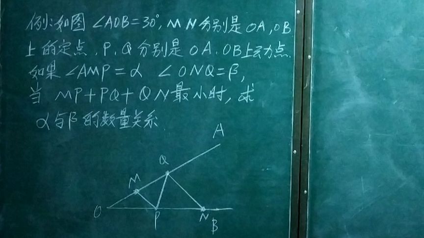 八年级上册利用最短路径求俩角度关系典型例题(定点做对称)