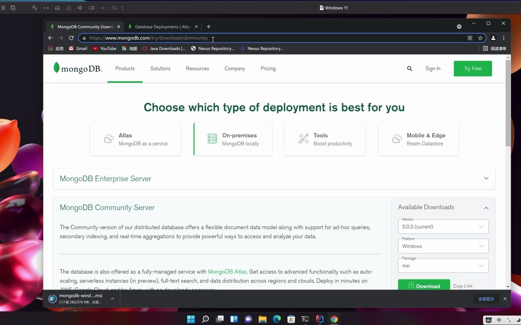 windows11上安装MongoDB与MongoDB Compass