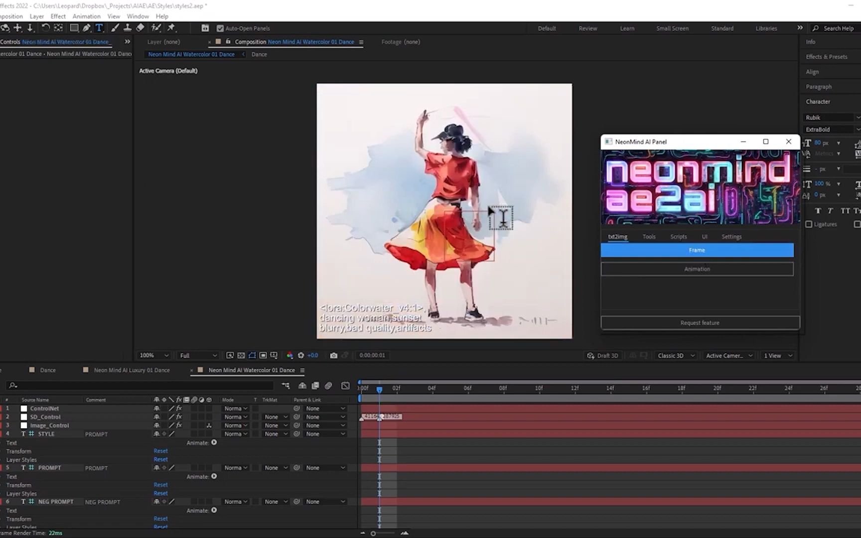 AE内置AI智能生成创意视频脚本 AEjuice - NeonMind AI 使用教程