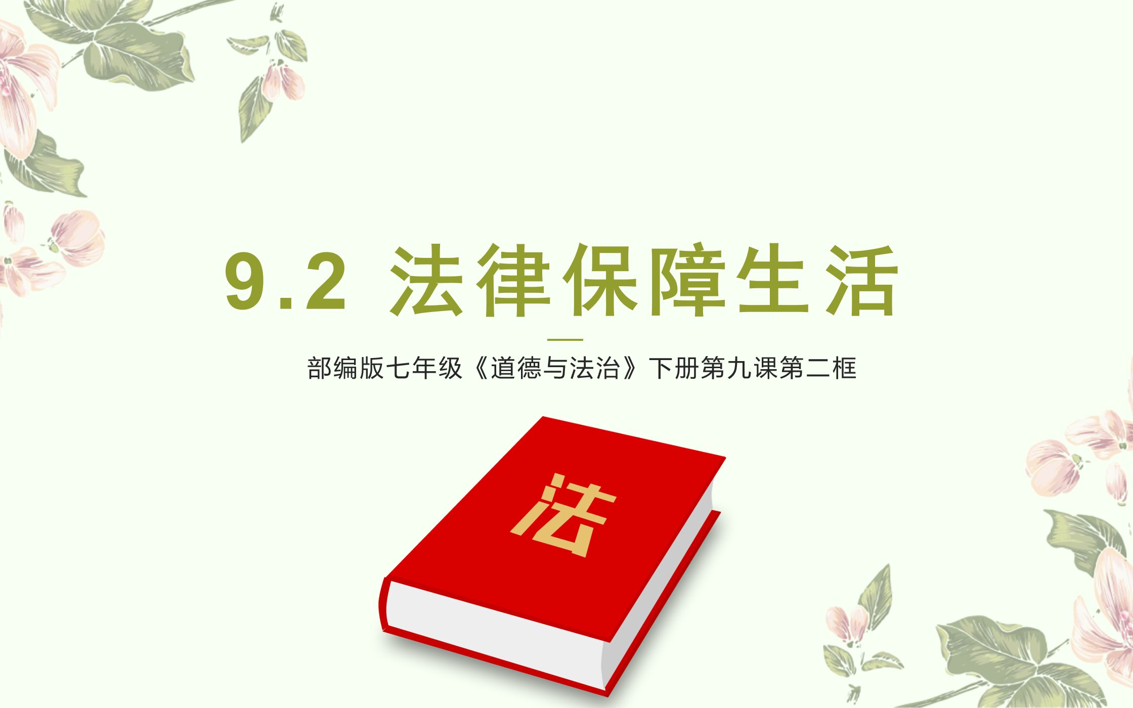 七年级下册9.2法律保障生活——品质课堂课例视频