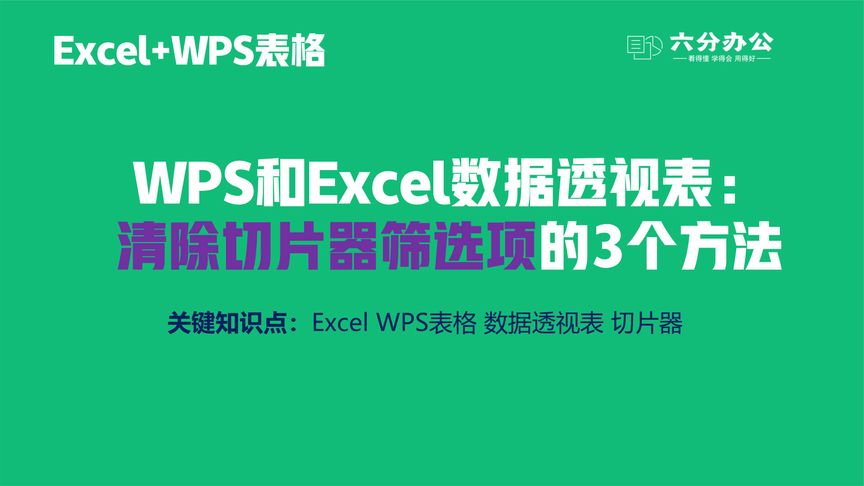 WPS和Excel数据透视表:清除切片器筛选项的3个方法
