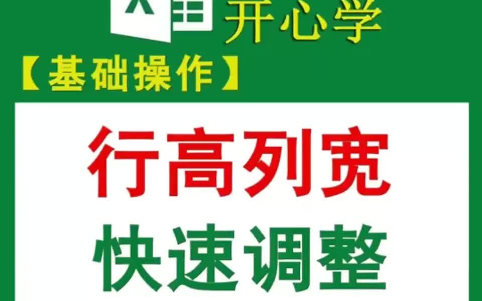 初【基础操作】EXCEL表格如何快速调整?