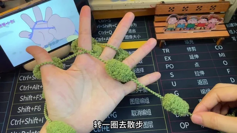 跟着阿呆学手指织围巾 我的手工日常 蜡笔小新 毛线 阿呆