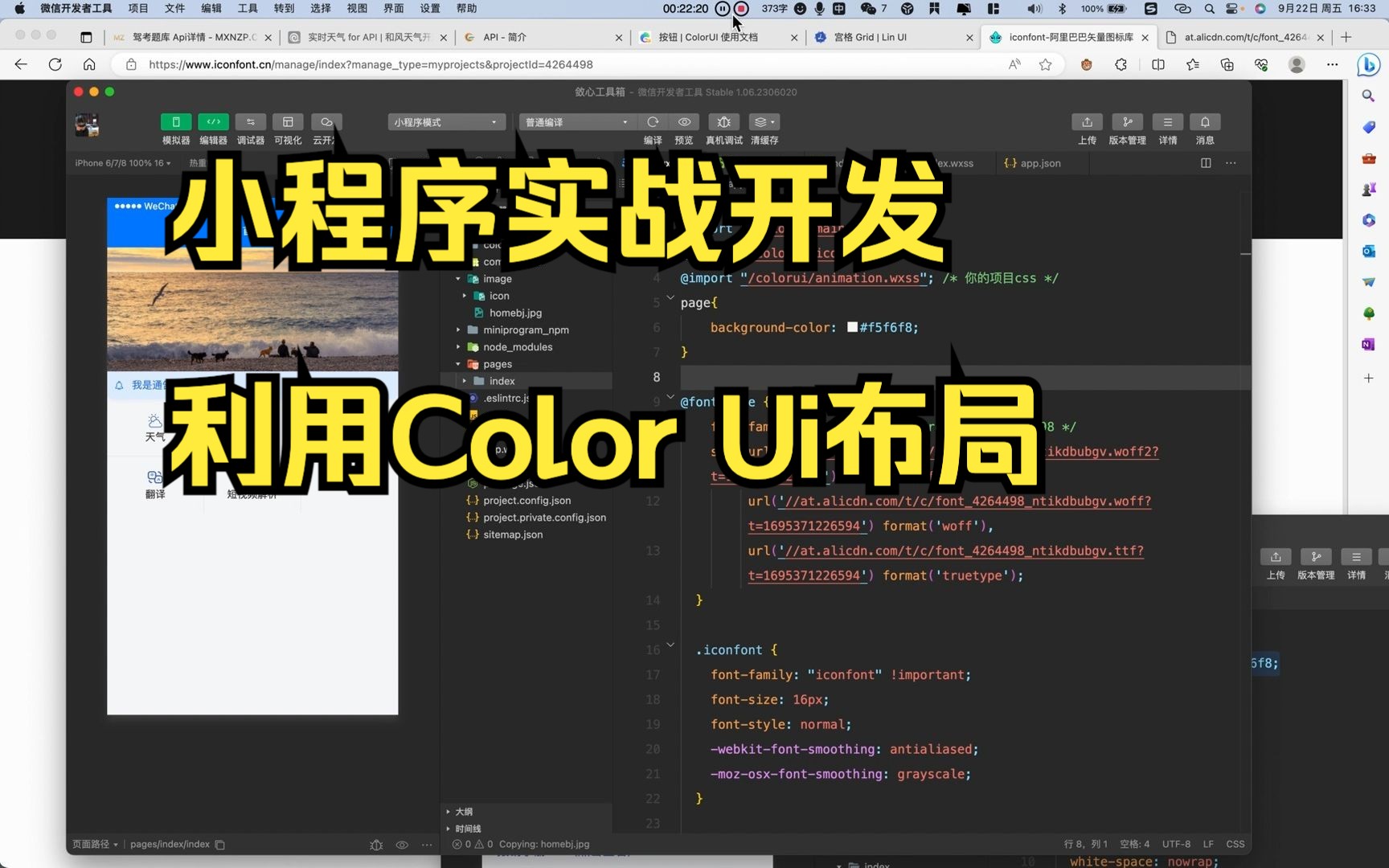 小程序实战开发利用color ui组件布局工具箱首页布局完成