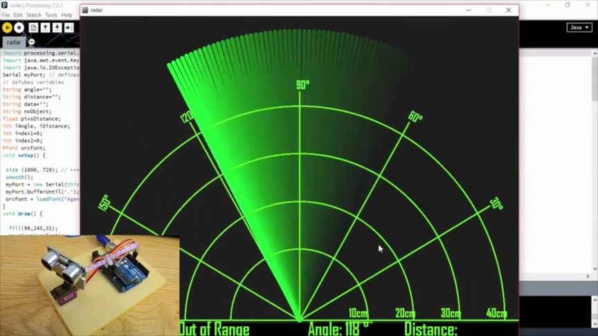 自制arduino超声波雷达!