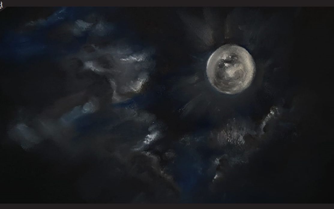乾粉彩画EP8[让你大吃一惊的绘画方法!] 画黑夜天空 | 画月亮 风景画 | ...