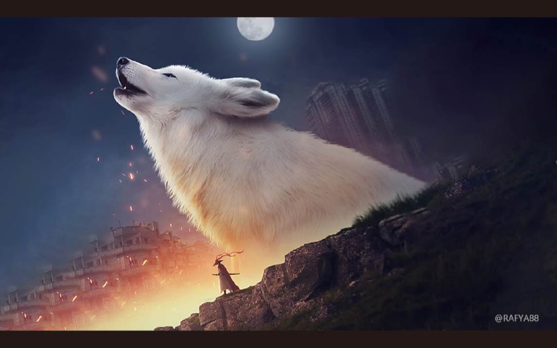 Adobe Photoshop教程:梦幻白狼照片合成效果