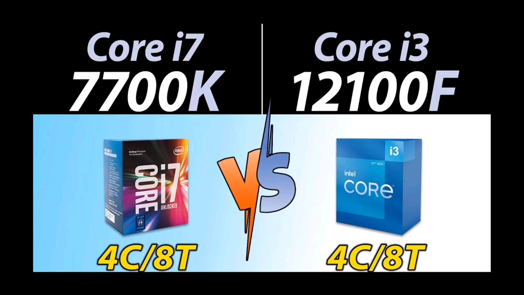 [NJ Tech]i3 12100F和7700K性能游戏帧率功耗处理器cpu测试对比