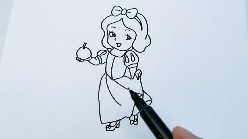 教你画简单的白雪公主简笔画,画法详细又实用,儿童简笔画教程