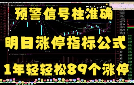 明日涨停指标公式,信号简单,预警信号柱准确,1年轻轻松89个涨停