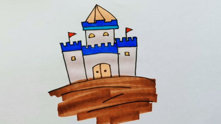 儿童简笔画:画一座漂亮的城堡,简笔画教程,