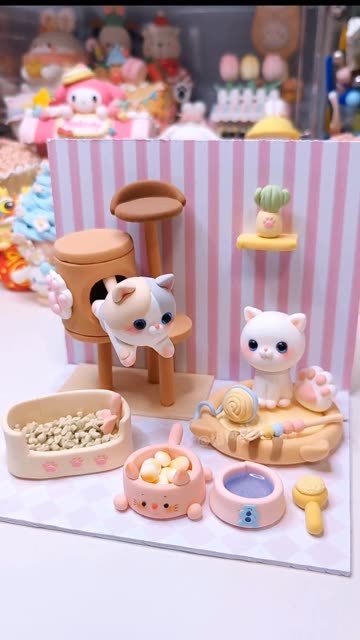 一起来养小猫咪吧~超轻粘土自制桌面养猫。