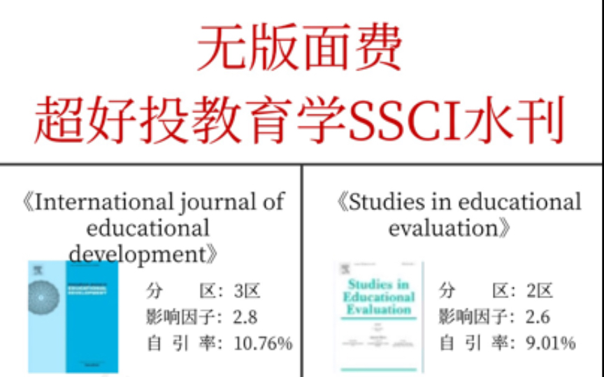 无版面费,超好投教育学SSCI水刊!
