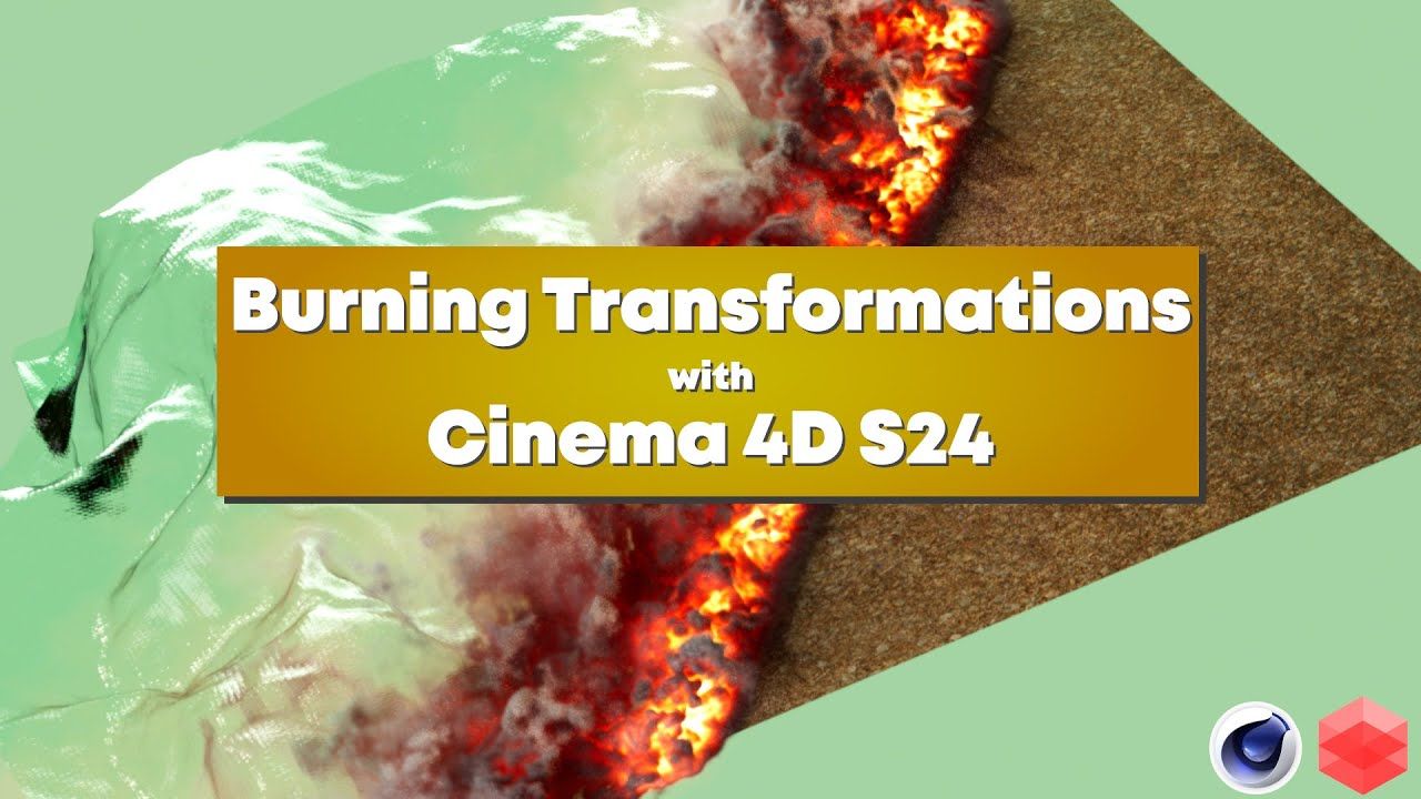 C4D布料和PYRO制作燃烧变化特效(中英文字幕)