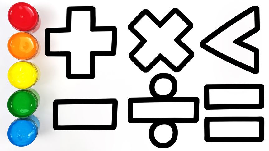 3分钟钟教宝宝识别10种常见数学符号 轻松做算式#幼儿填色简笔画