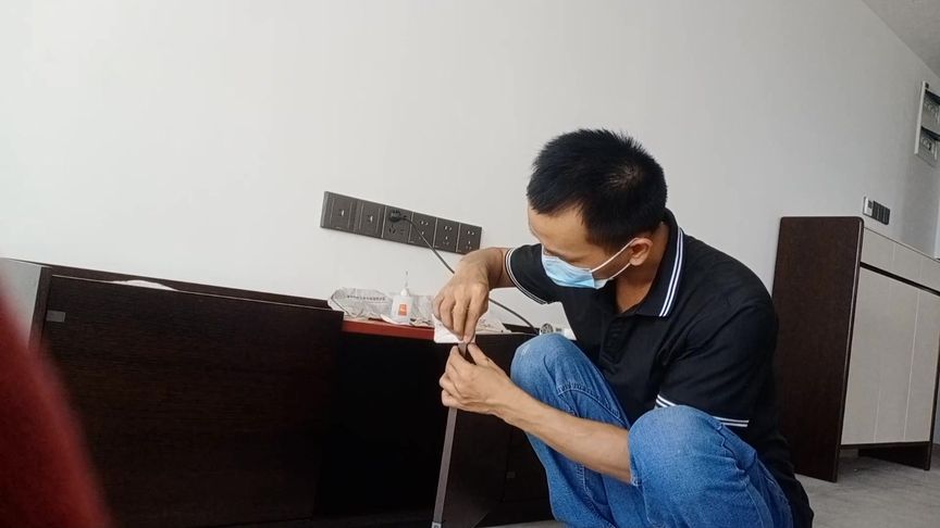 木饰面电视柜磕碰掉漆修复#家具美容 #生活纪实 #匠心精神