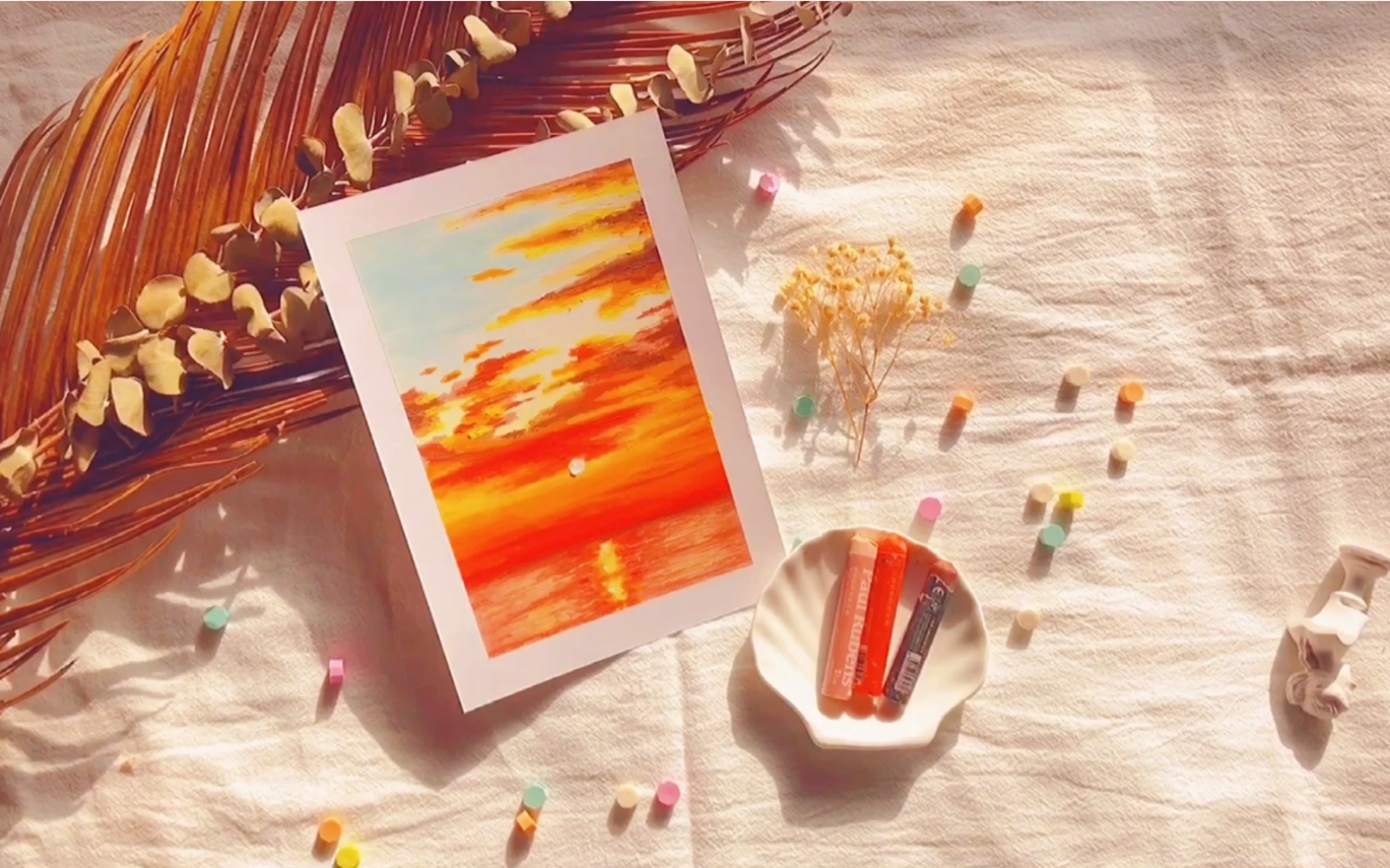 【油画棒教程】我爱黄昏 保姆级教程!画材色号看简介