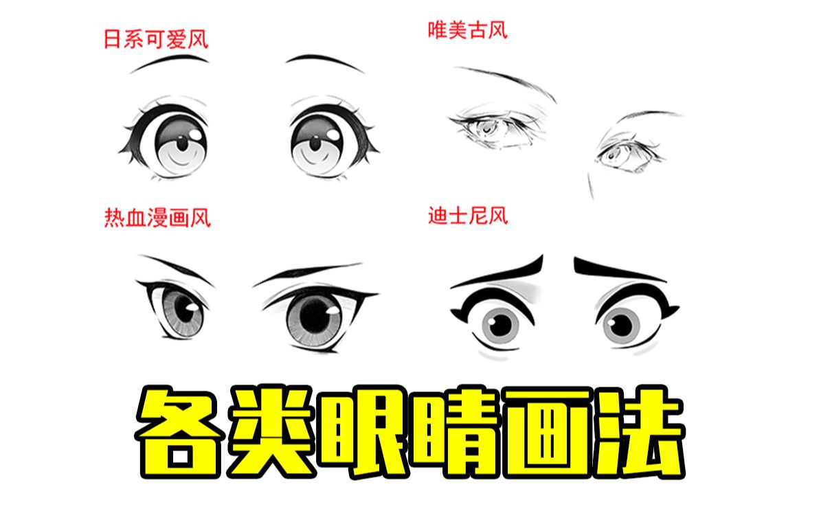 可爱、古风、漫画、Q版的眼睛画法!【板绘/画画方法/绘画教程/插画...