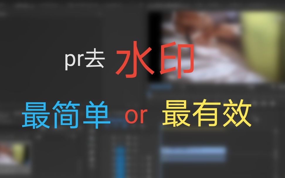 【pr去水印】pr去水印最简单和最有效的方法
