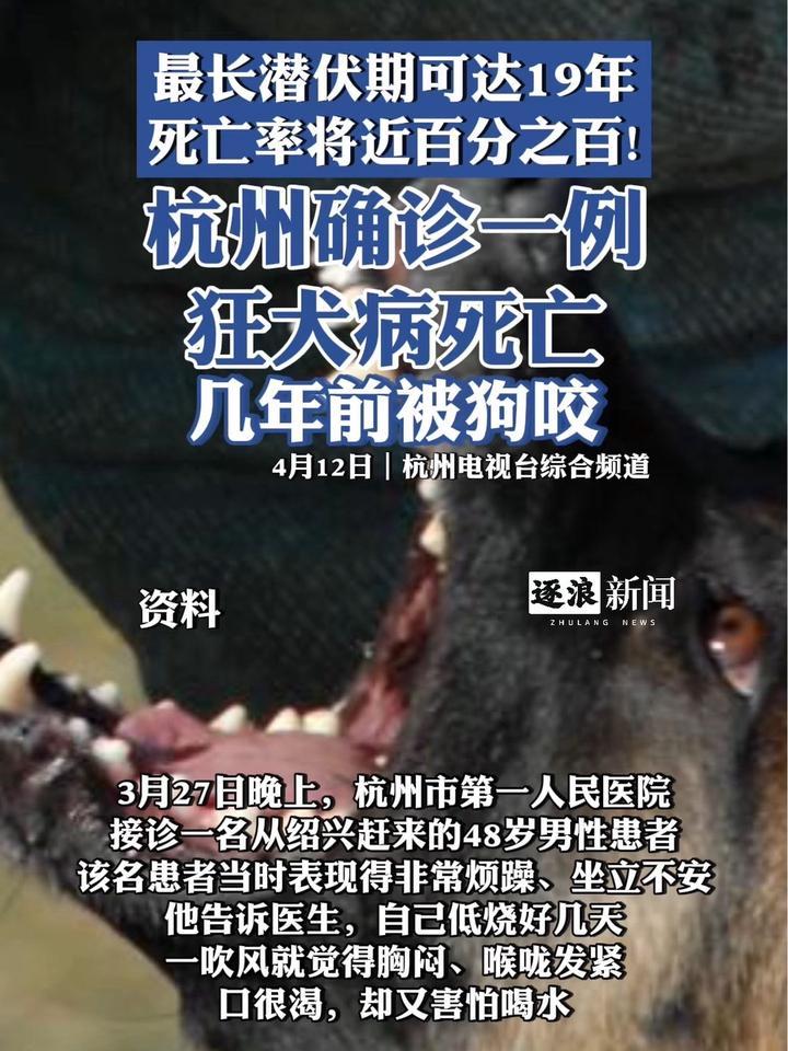 杭州确诊一例狂犬病死亡几年前被狗咬 医生提醒:一旦被猫或者狗咬伤...