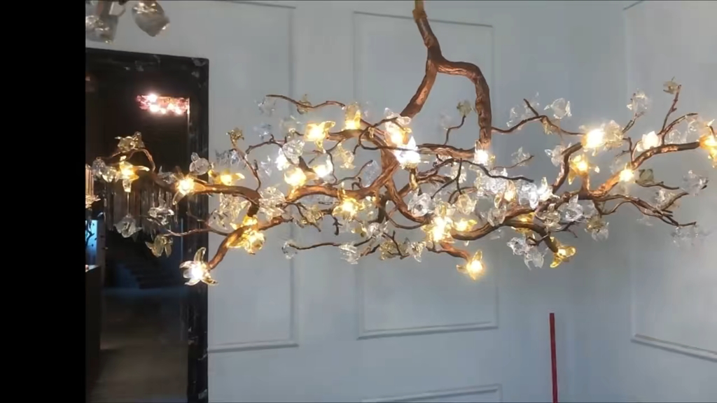 全铜手工艺术玻璃吊灯,可定制尺寸