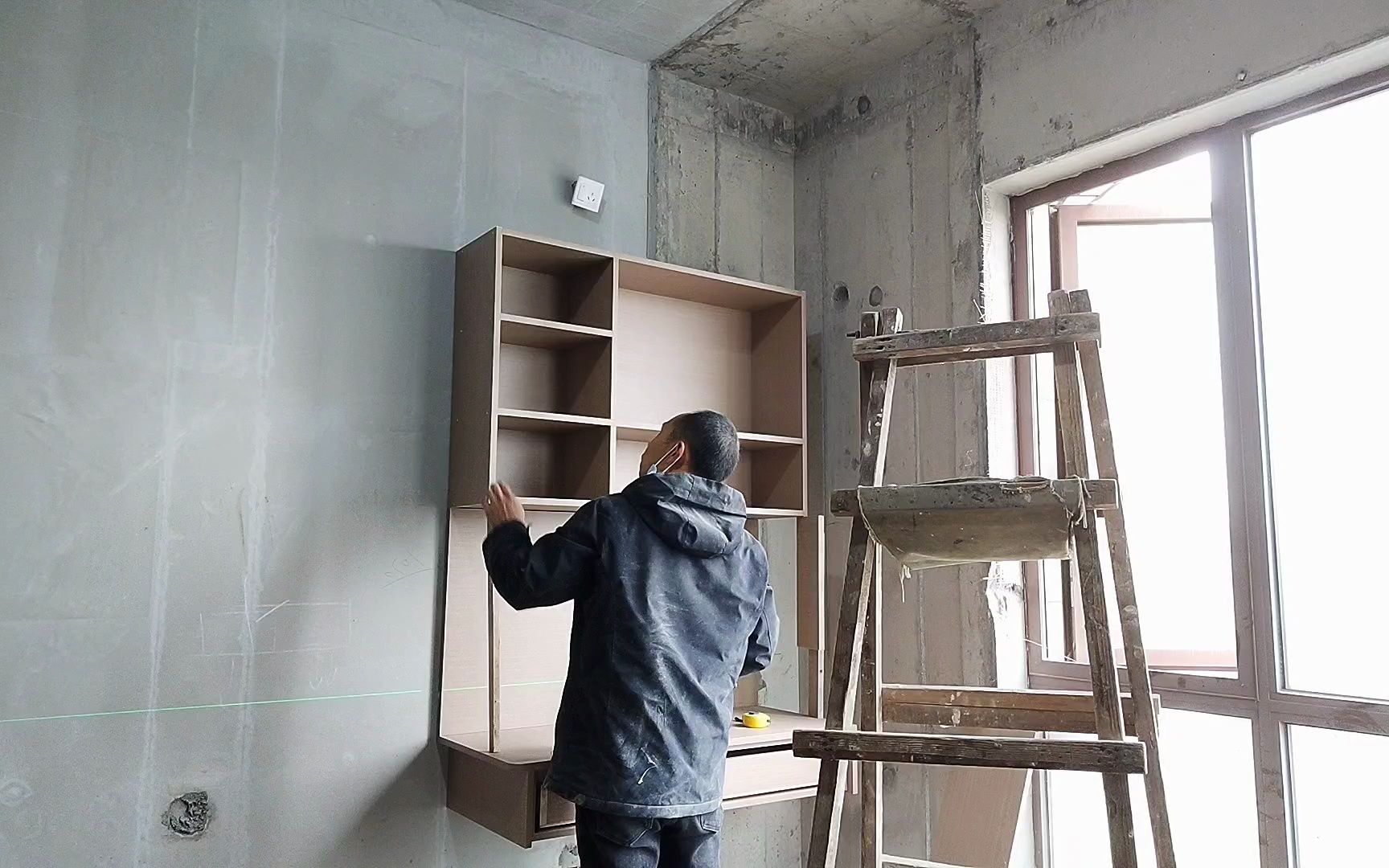 今天给卧室做个悬空书桌书架,长度1米,给大家分享一下制作过程