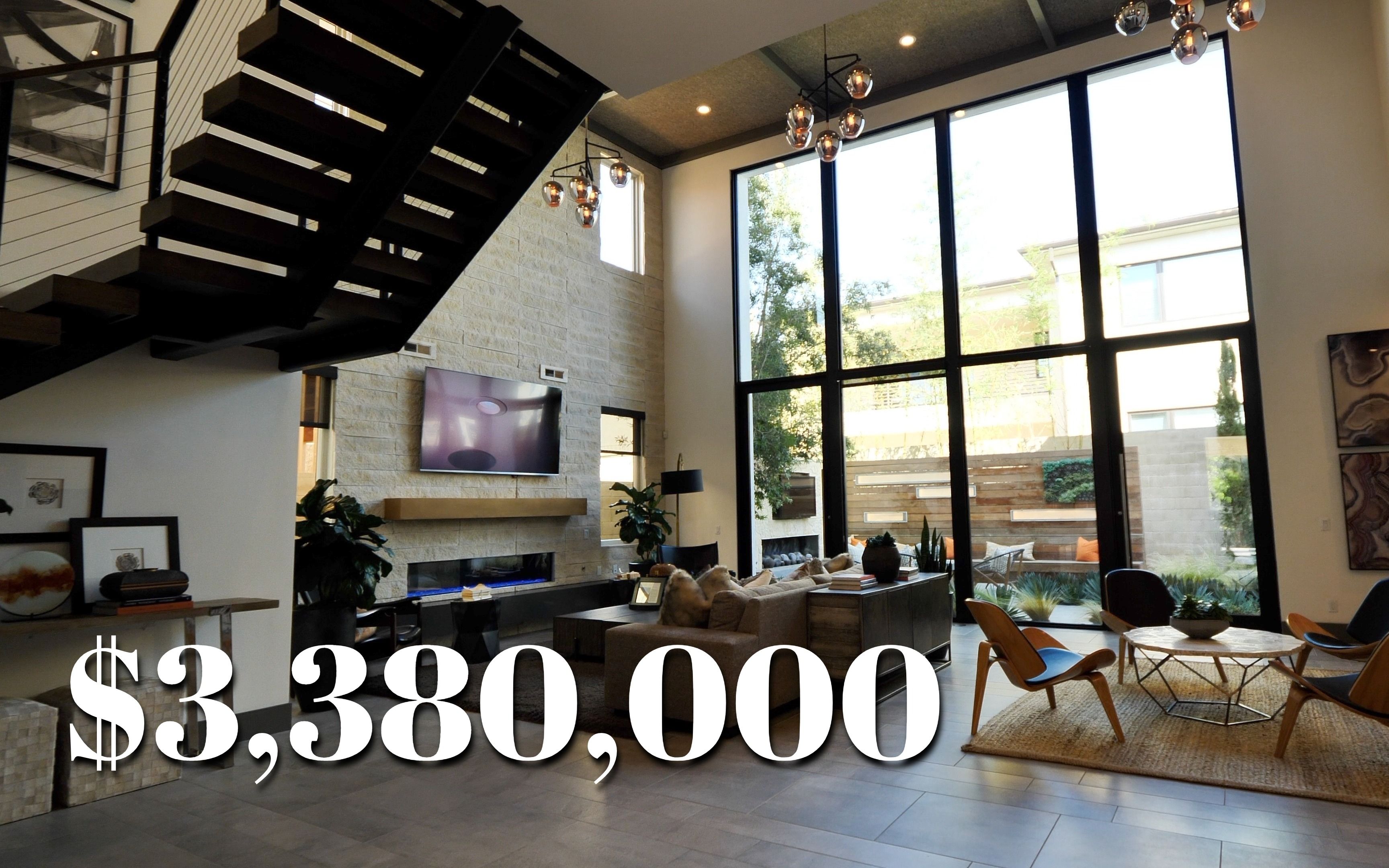 尔湾奥德庄园现代主义双厨房样板间拎包入住 冷酷内饰搭配超高玻璃...