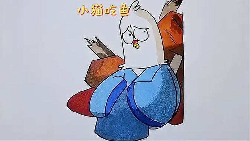 软呼呼的年糕建长城,结实永不倒,简笔画