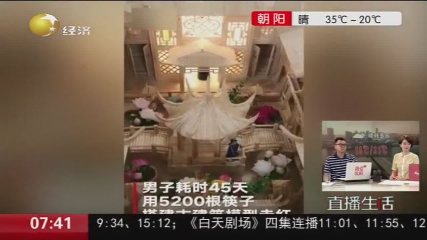 男子16岁辍学学木工,无需图纸搭模型,5200根筷子搭出古建筑模型