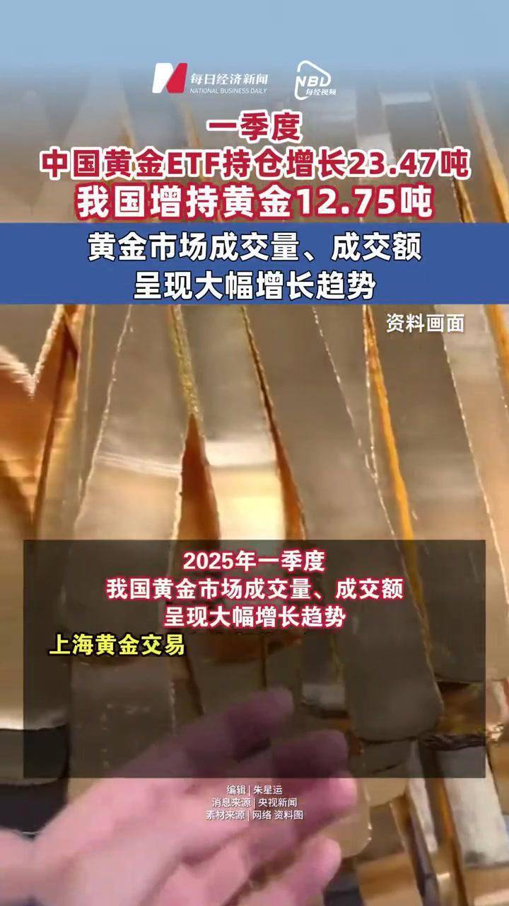 ...中国黄金ETF持仓增长23.47吨,我国增持黄金12.75吨黄金市场成交量...