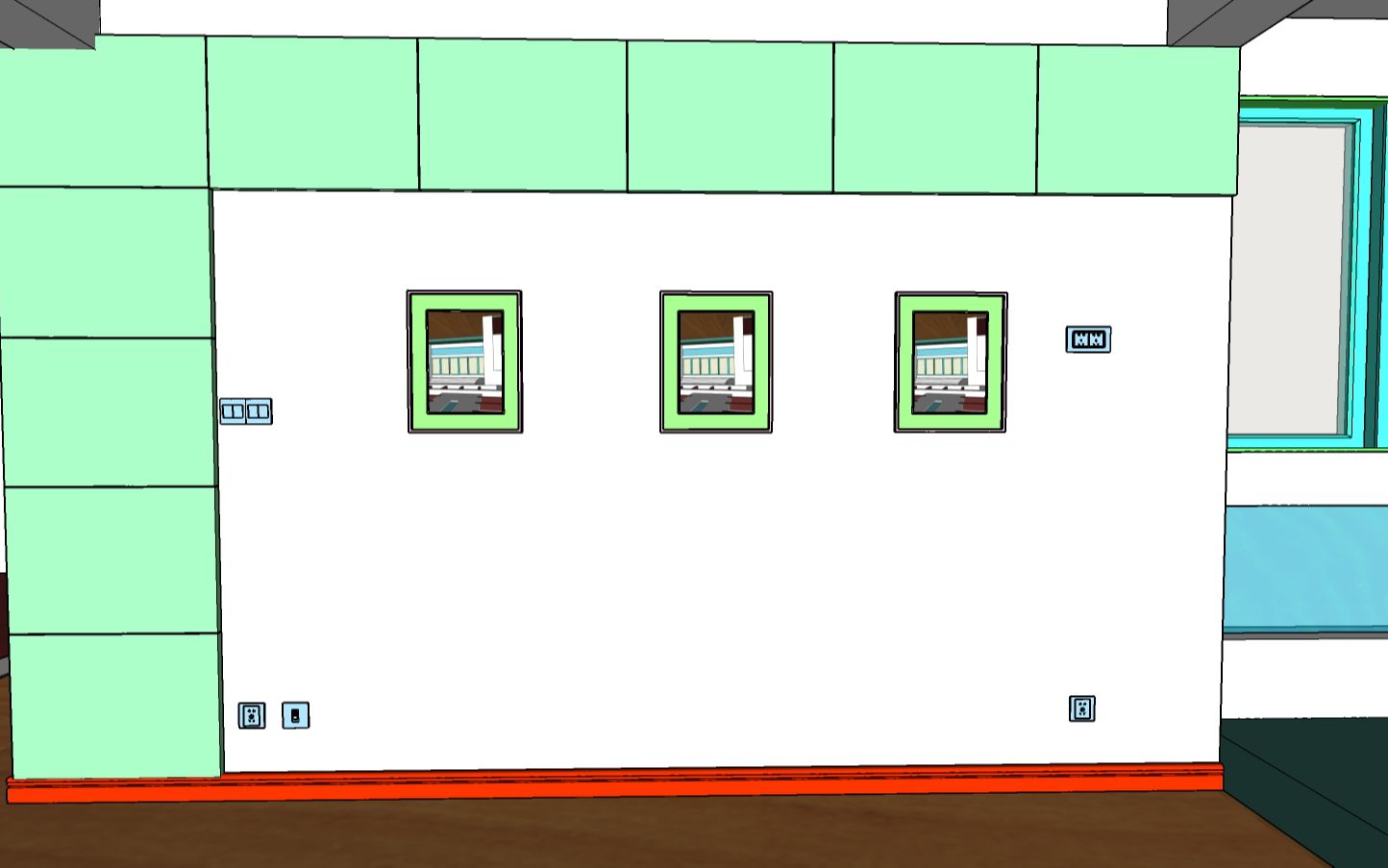 05.08_sketchup2019参数化室内立面结构生成-08(起居室踢脚线建模)