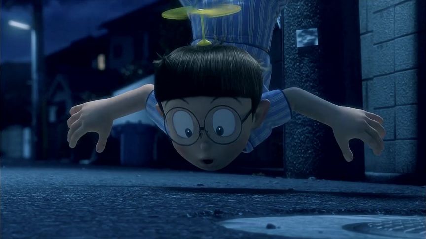 哆啦A梦:大雄第一次用竹蜻蜓,洋相百出,裤子都快甩没了!