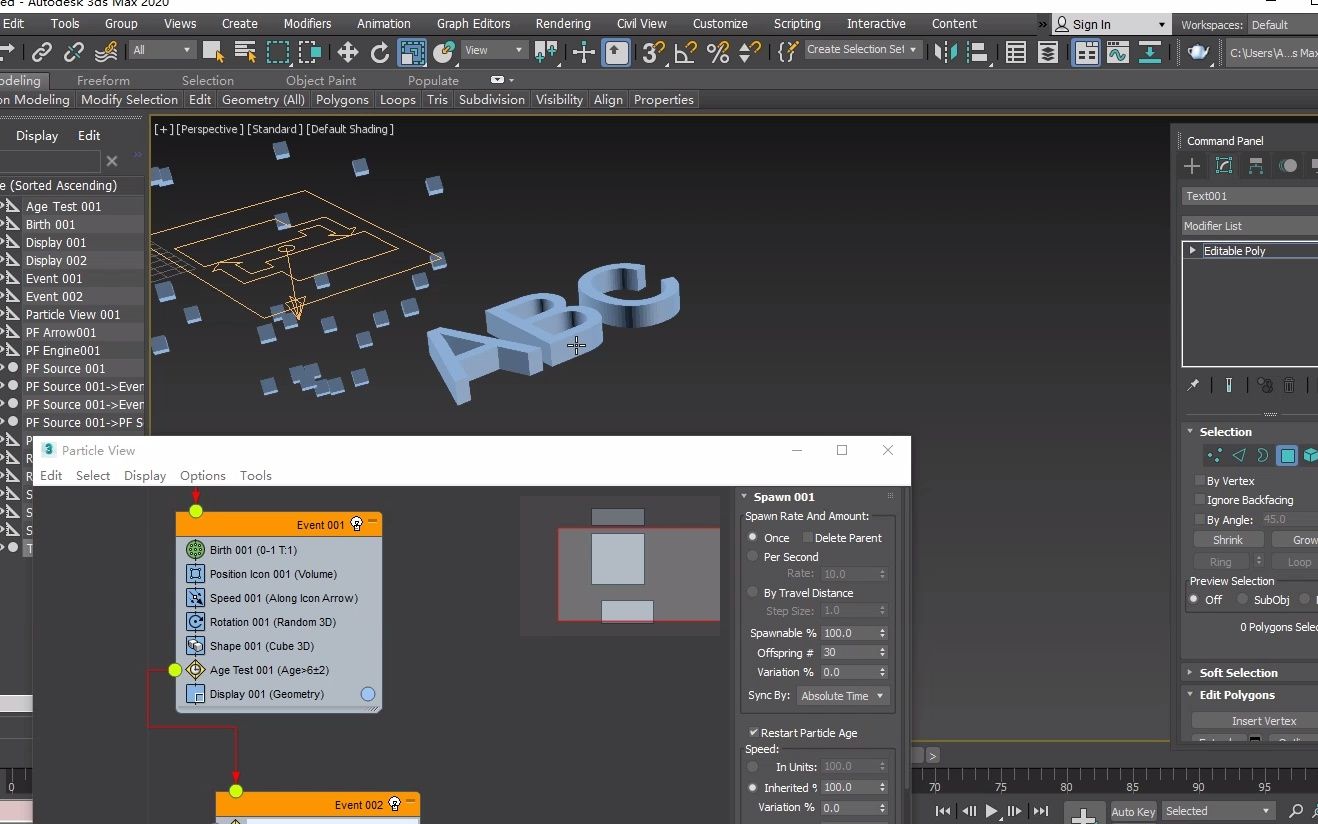 3dmax粒子分裂汇聚效果