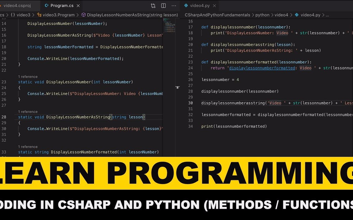 学习编程基础——如何声明和使用c#方法和Python函数?