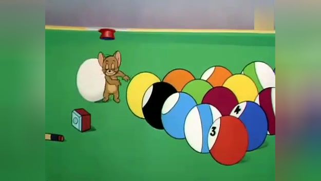 猫和老鼠动漫:杰瑞跟汤姆打台球,杰瑞这台球技术太厉害了