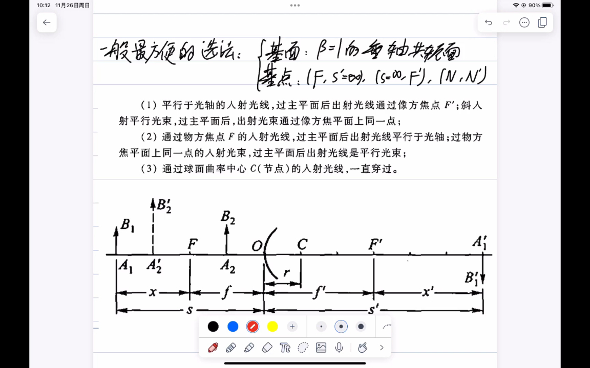 几何光学与矩阵方法(第二节第三部分:作图法)